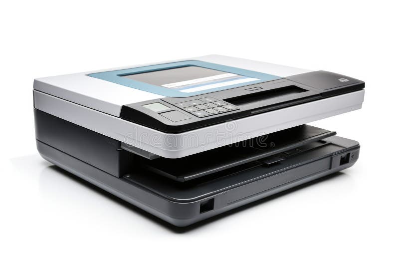 A Printer Sitting on Top of a Black and White Device. Ideal for Office ...