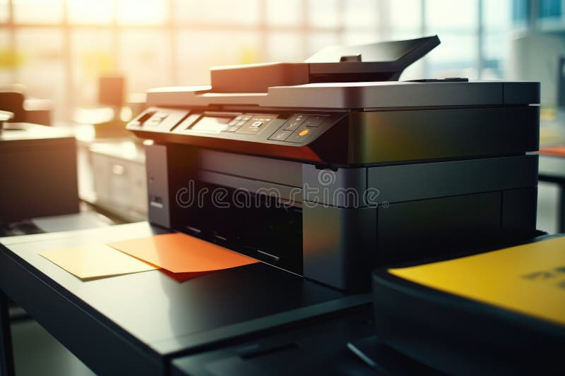 A Printer Sitting on Top of a Desk. Suitable for Office, Home, or ...