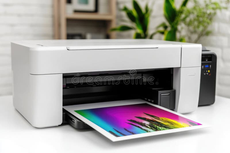 A Printer Sitting on a White Table, Ready for Use Stock Photo - Image ...