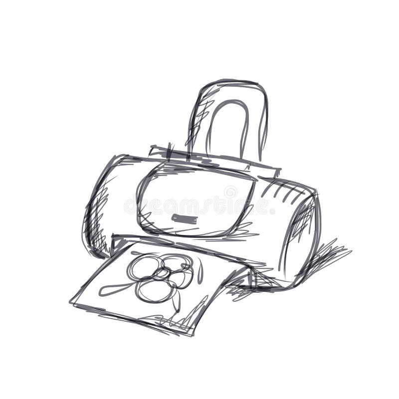 Printer Sketch for Your Design Stock Vector - Illustration of document ...