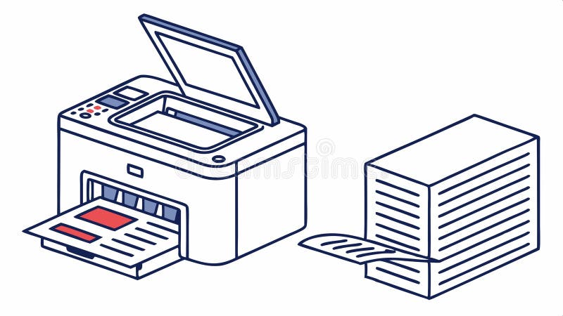 Printer and Stack of Paper, Office Equipment and Document Printing ...