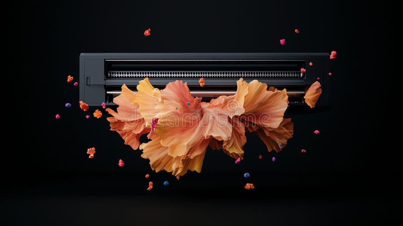 Printer Technology Dynamic, Vibrant Flower Explosion Surrounding a ...