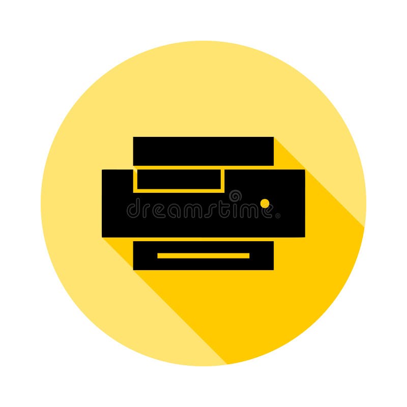Printer, Text Outline Icon in Long Shadow Style Stock Illustration ...