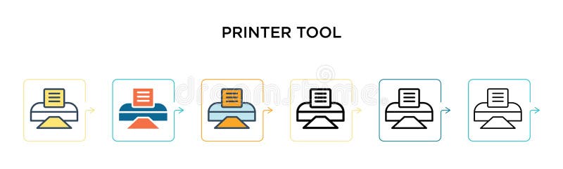 Printer Tool Vector Icon in 6 Different Modern Styles. Black, Two ...