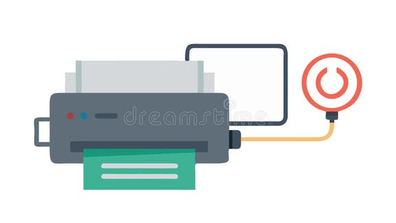 Printer Troubleshooting: Power Button and Reset Concept, Vector Design ...