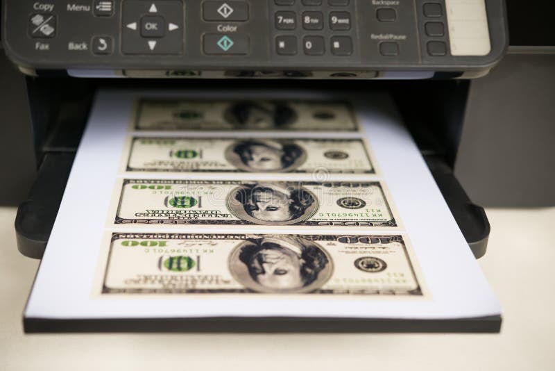 Printer with USD Paper Currency Stock Photo - Image of copy, earnings ...