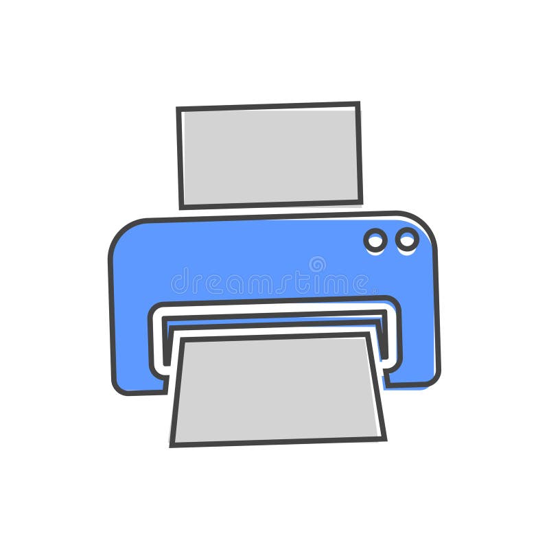 Printer Vector Icon Cartoon Style on White Isolated Background Stock ...