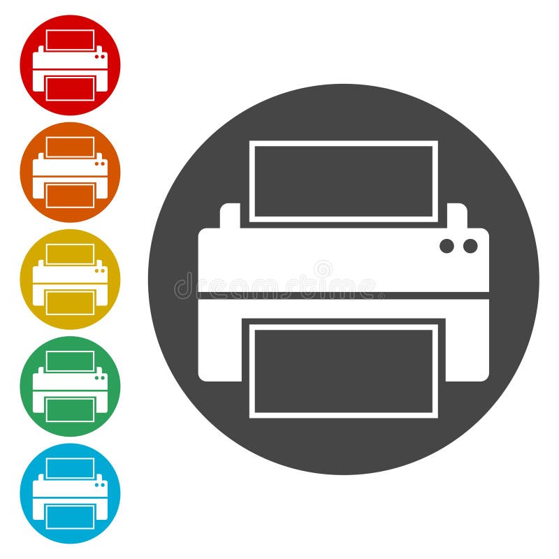 Printer Vector Icon, 6 Colors Included Stock Vector - Illustration of ...