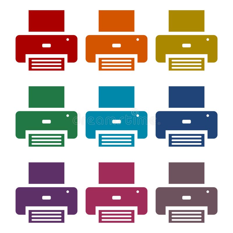 Printer - vector icons set stock vector. Illustration of computer ...