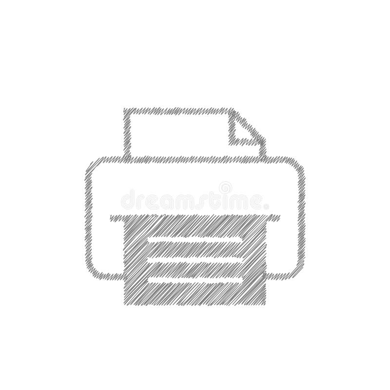 Printer White Sketch Vector Icon. Printer Sign Vector Design Template ...