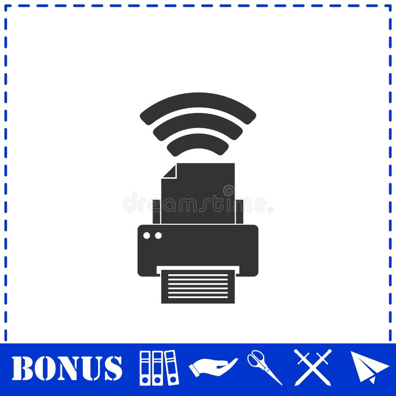 Printer with Wi-fi Connection Icon Flat Stock Vector - Illustration of ...