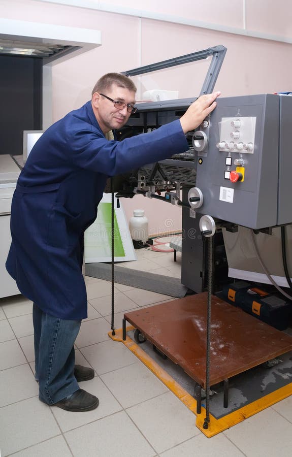 Printer Working at His New Offset Machine Stock Image - Image of ...