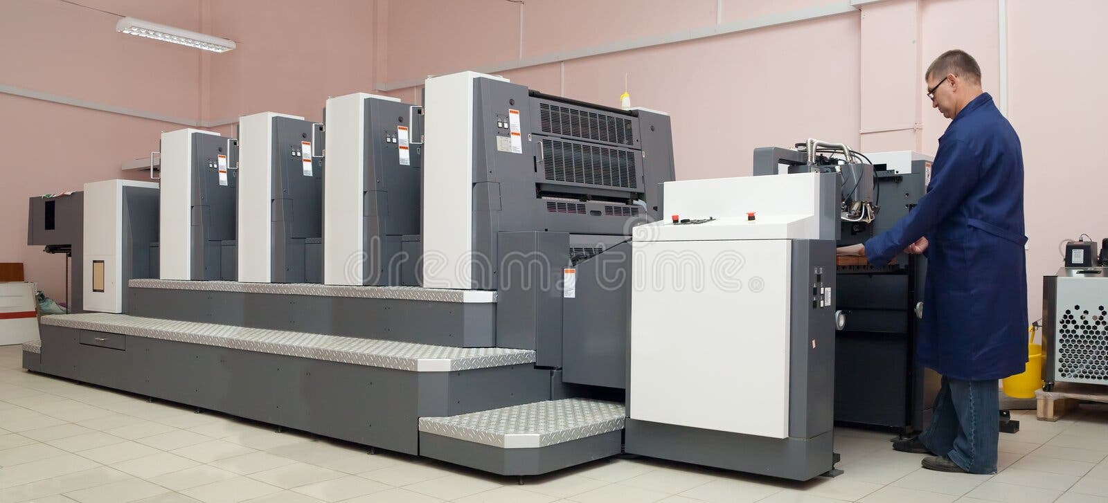 Digital Offset Printing - Four Color Press Stock Image - Image of ...