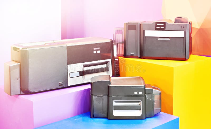 Printers for plastic cards stock photo. Image of modern - 235242124