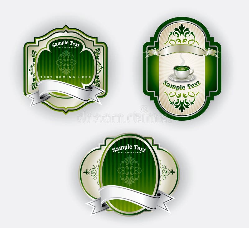 Labels Green set stock vector. Illustration of sticker - 17247898