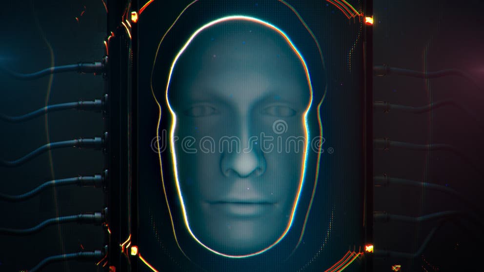 Printing of Android Face 3D Rendering Illustration Stock Illustration ...
