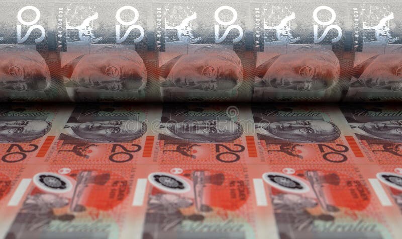 Printing Australian Dollar Notes Stock Photo - Image of bank, color ...