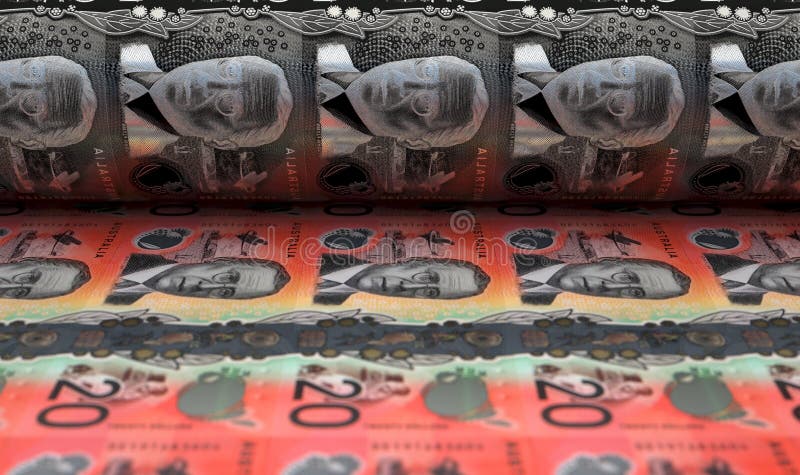 Printing Australian Dollar Notes Stock Photo - Image of bank, color ...