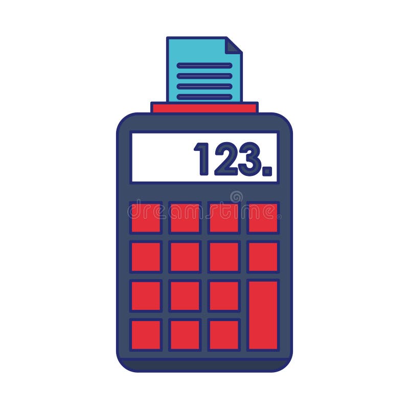 Printing Calculator Device Symbol Blue Lines Stock Vector ...