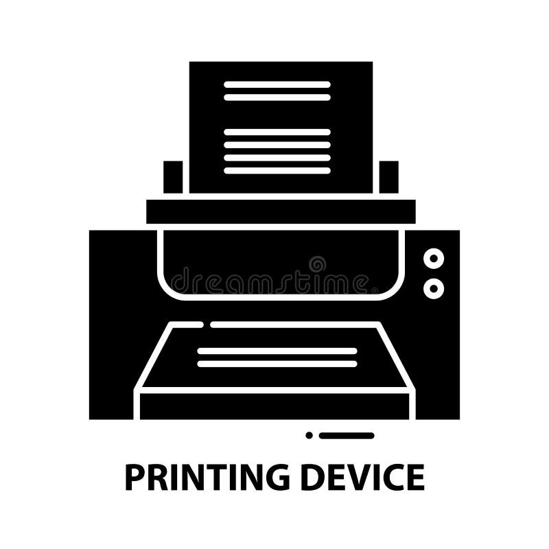 Printing Device Icon, Black Vector Sign with Editable Strokes, Concept ...