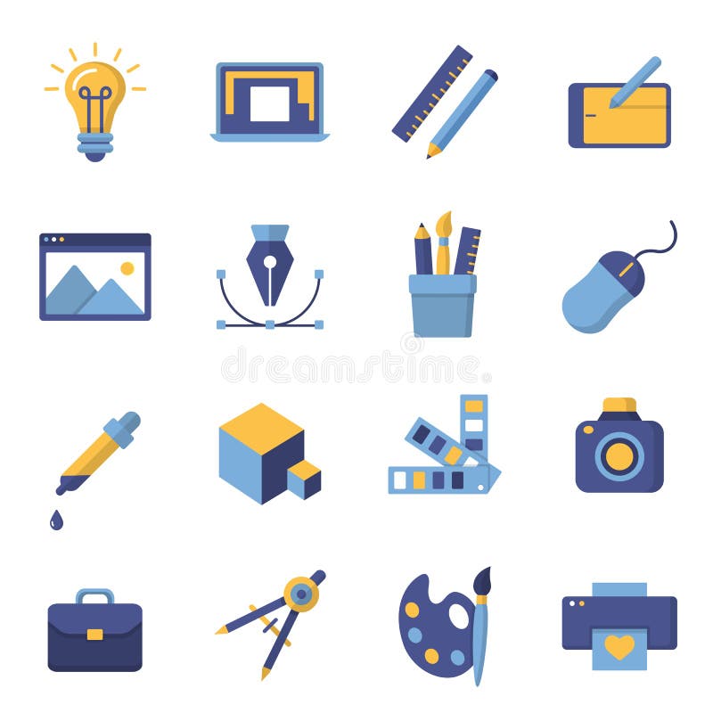 Printing and Graphic Design Icons in Thin Outlines. Stock Vector ...