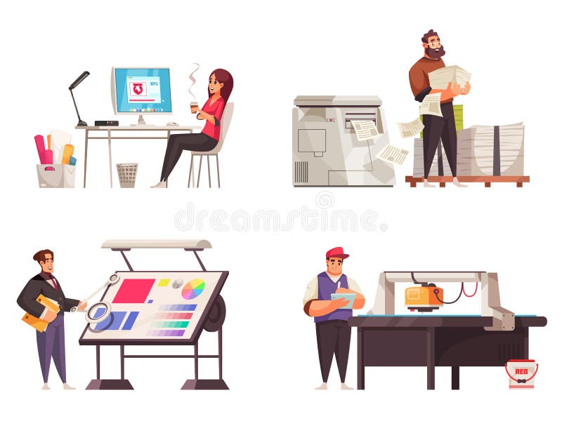 Cartoon Printing House Set Stock Illustrations – 495 Cartoon Printing ...
