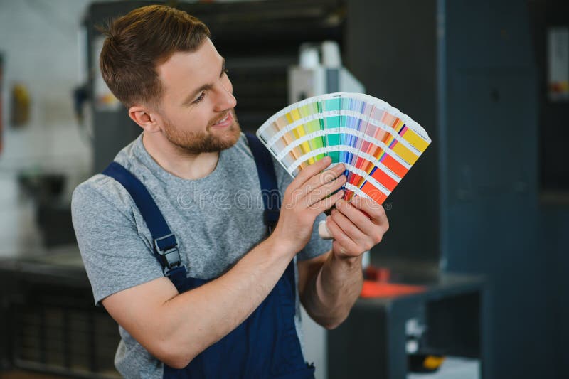 Printing House. the Printer Works in a Modern Production Hall. Stock ...