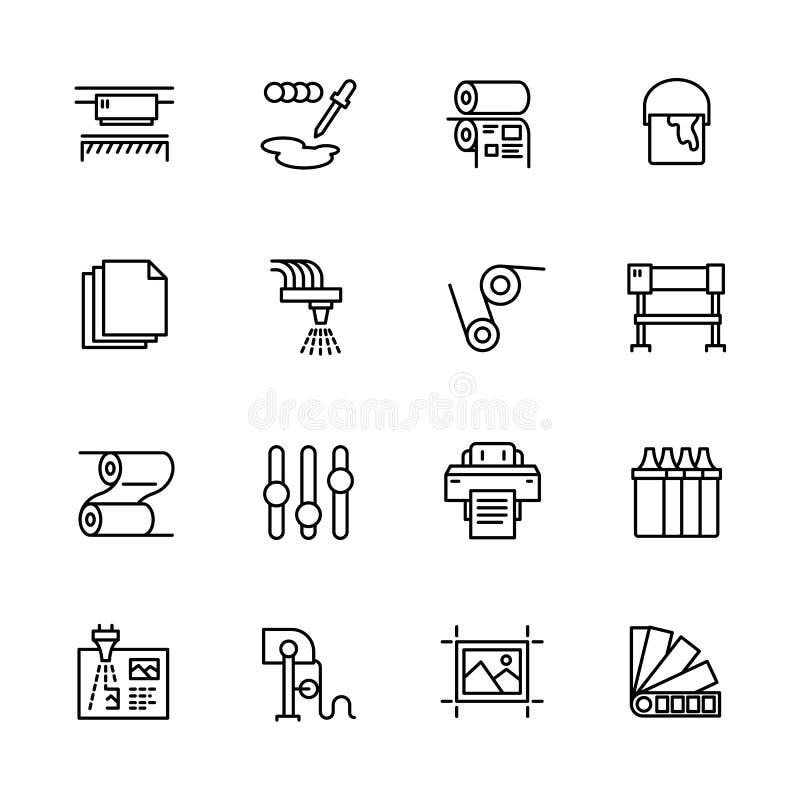 Printing House Simple Icon Set. Contains Such Symbols Printer, Scanner ...