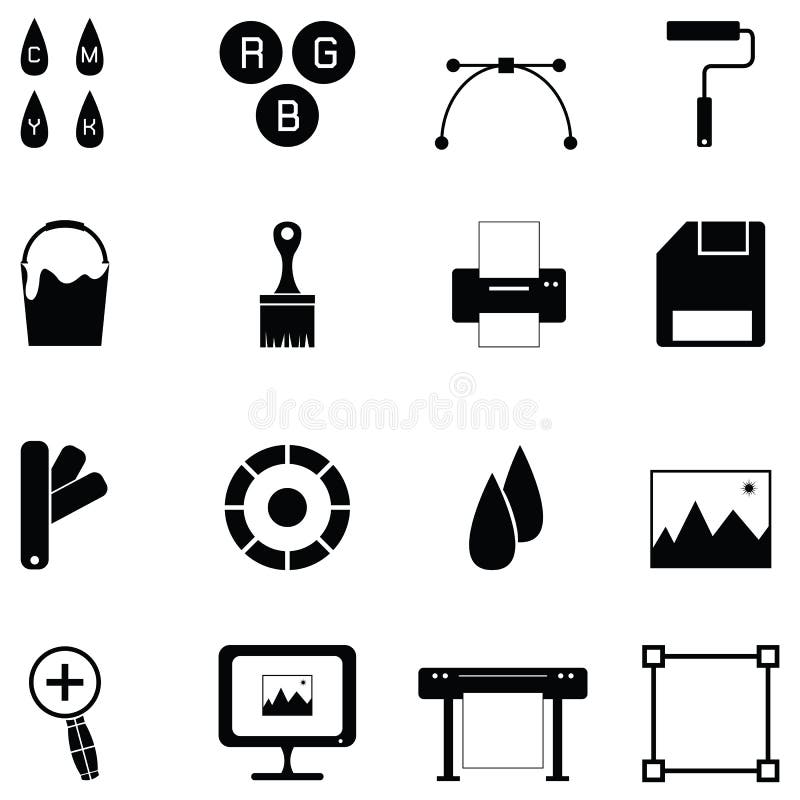 Printing icon set stock illustration. Illustration of palette - 102684639