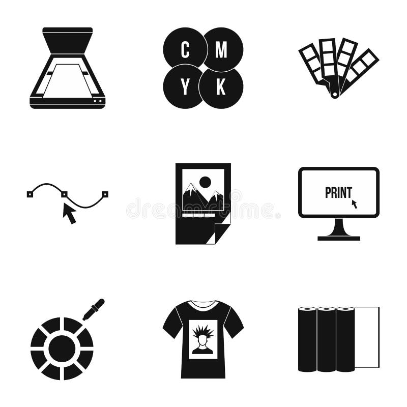 Printing Icons Set, Simple Style Stock Vector - Illustration of paper ...