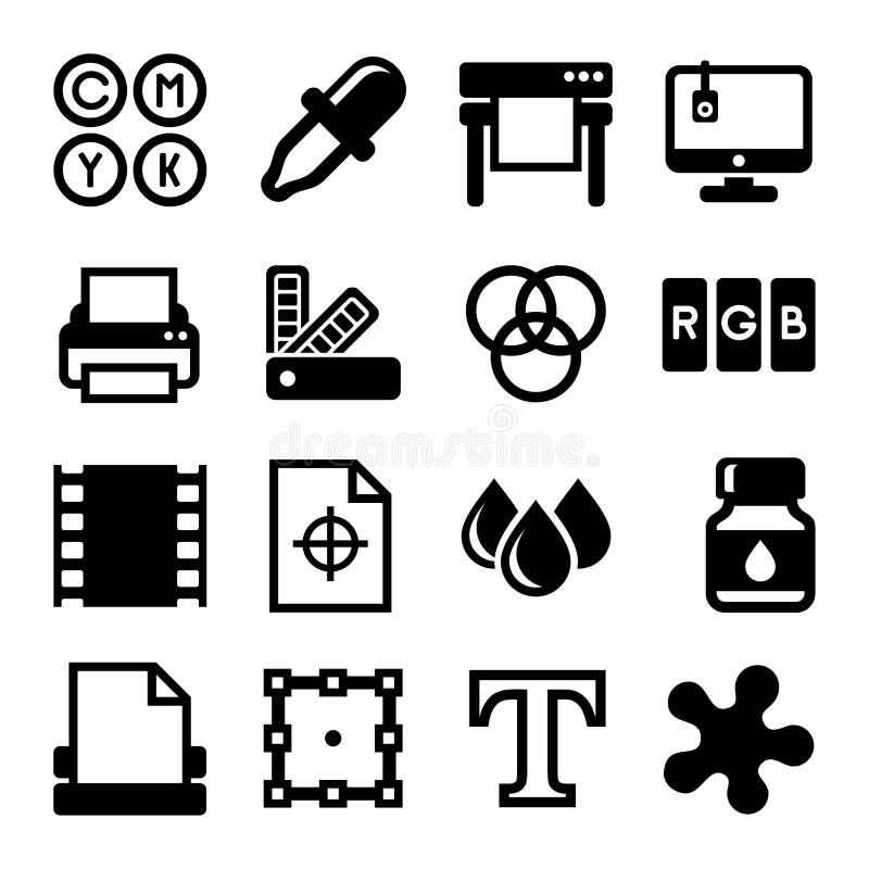 Printing Icons Set on White Background. Vector Stock Vector ...