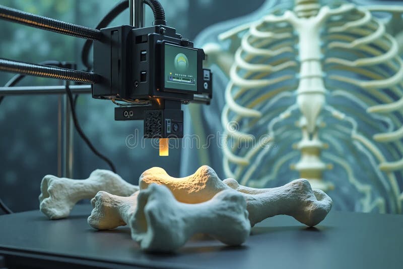 Printing Imitation Bone Models on a 3D Printer Stock Illustration ...