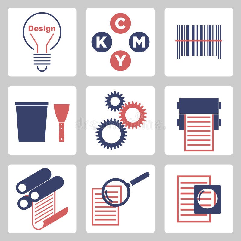 Printing industry icons stock vector. Illustration of control - 189311269