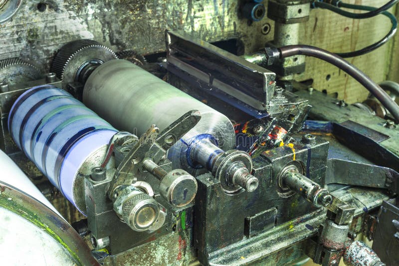 Printing Labels on Label Printing Machine Stock Image - Image of press ...