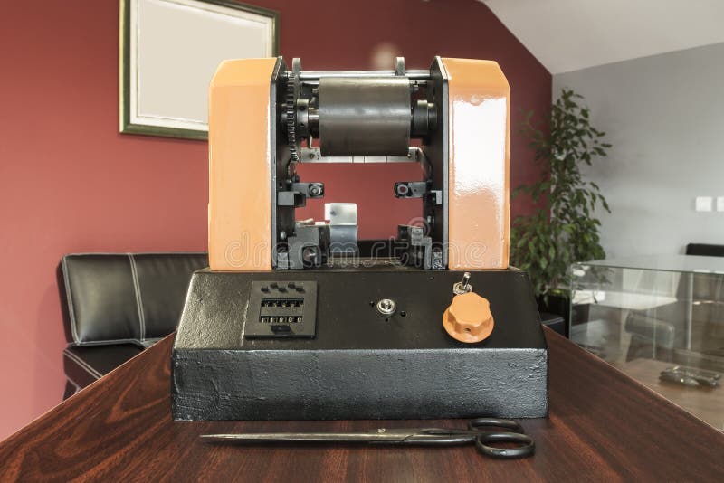 Printing Labels on Label Printing Machine - Old Printing Machine Stock ...