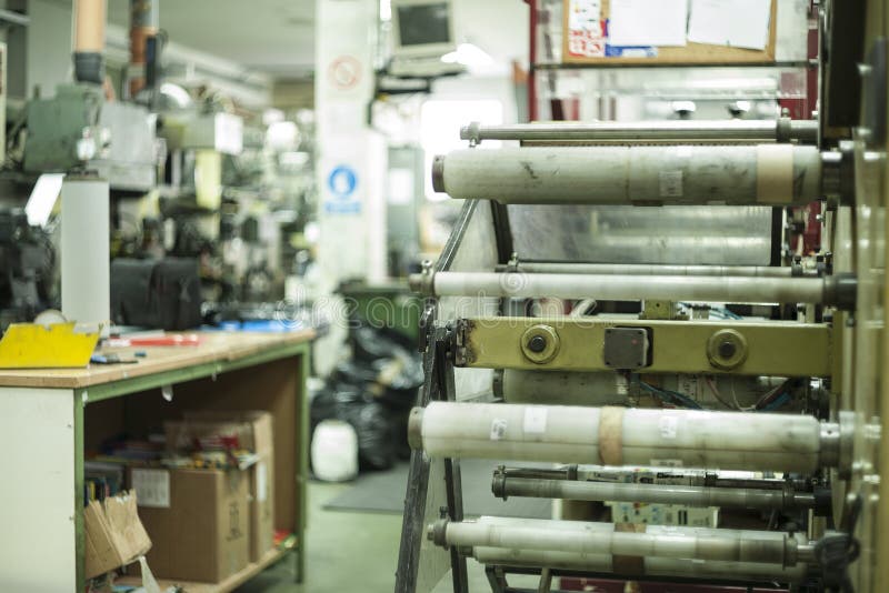 Printing Labels on Offset Machine Stock Photo - Image of manufacturing ...