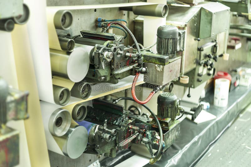 Printing Labels on Offset Machine Stock Image - Image of blurred ...