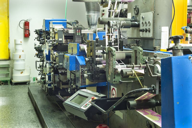Printing Labels on Offset Machine Stock Image - Image of industrial ...