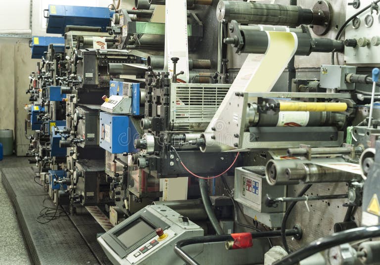 Printing Labels on Offset Machine Stock Photo - Image of equipment ...