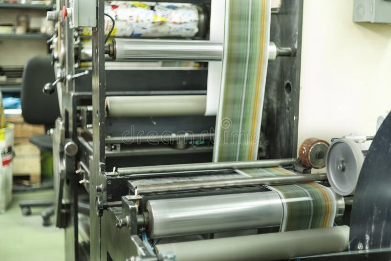 Printing Labels on Offset Machine Stock Photo - Image of press, motion ...