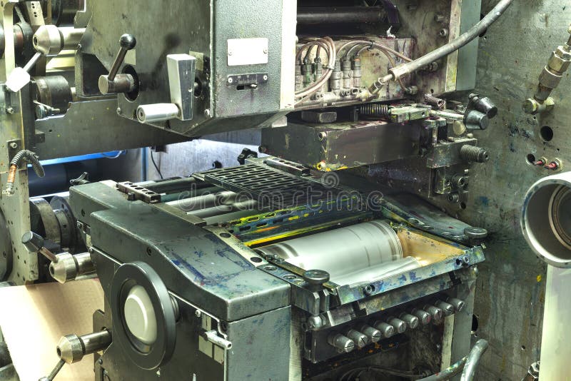 Printing Labels on Offset Machine Stock Image - Image of manufacturing ...