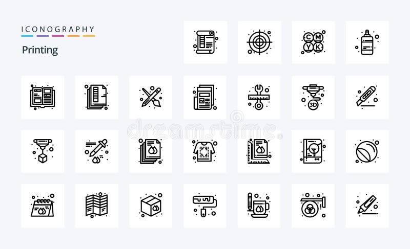 25 Printing Line Icon Pack. Vector Icons Illustration Stock Vector ...