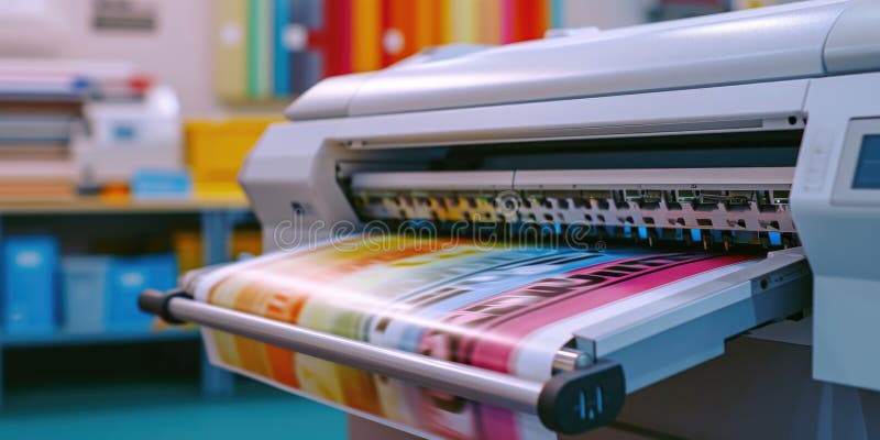 A Printing Machine with a Large Roll of Colored Paper. Ideal for ...
