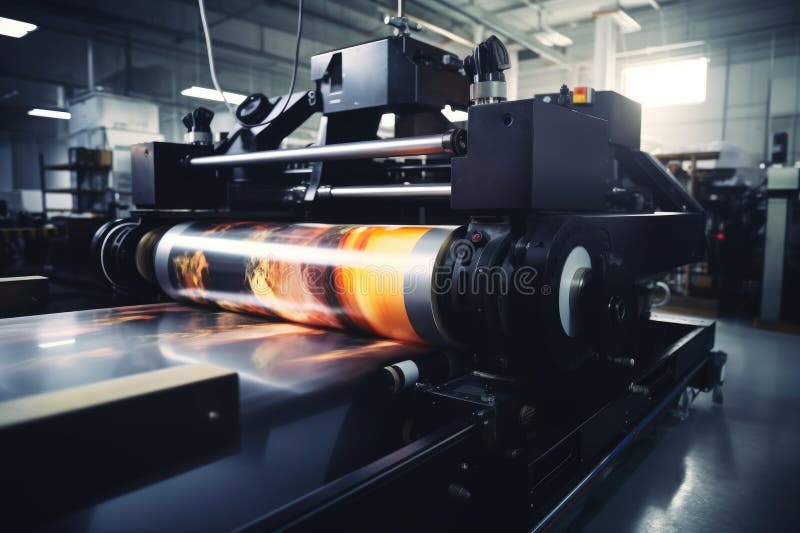 A Printing Machine with a Large Roll of Paper, Suitable for Industrial ...