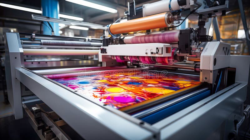 Printing Machine in a Modern Printing Factory. 3d Rendering Stock ...