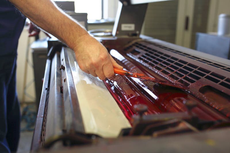 Printing Machine. the Printer Applies Ink Inks. the Printing Process ...