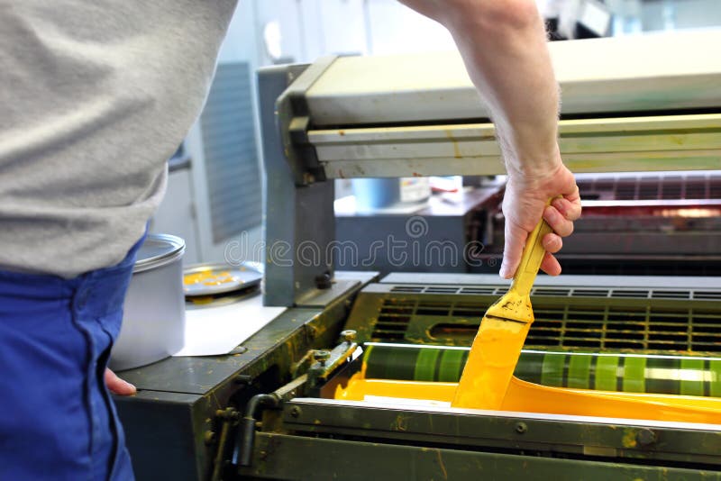 Printing. Printing Machine. the Printer Applies Ink Inks. the Printing ...