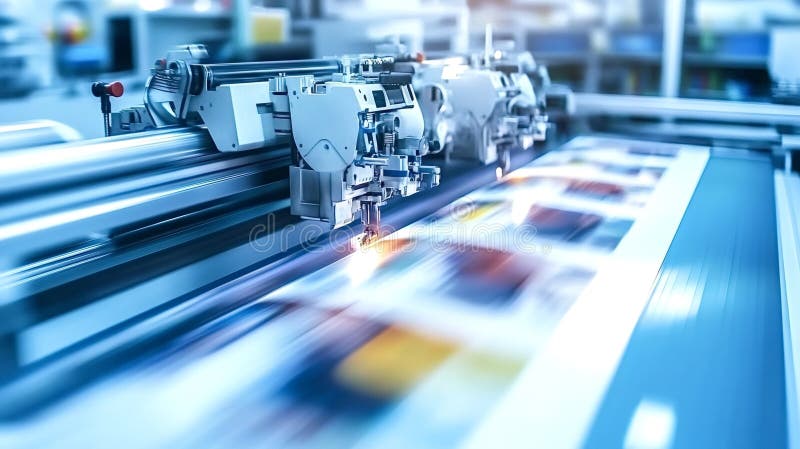 Printing Machine Processing Colorful Sheets in Motion Blur in ...