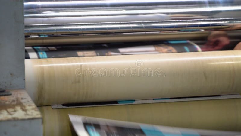 Printing Machine Works, Rolling Printed Newspaper in Typography ...