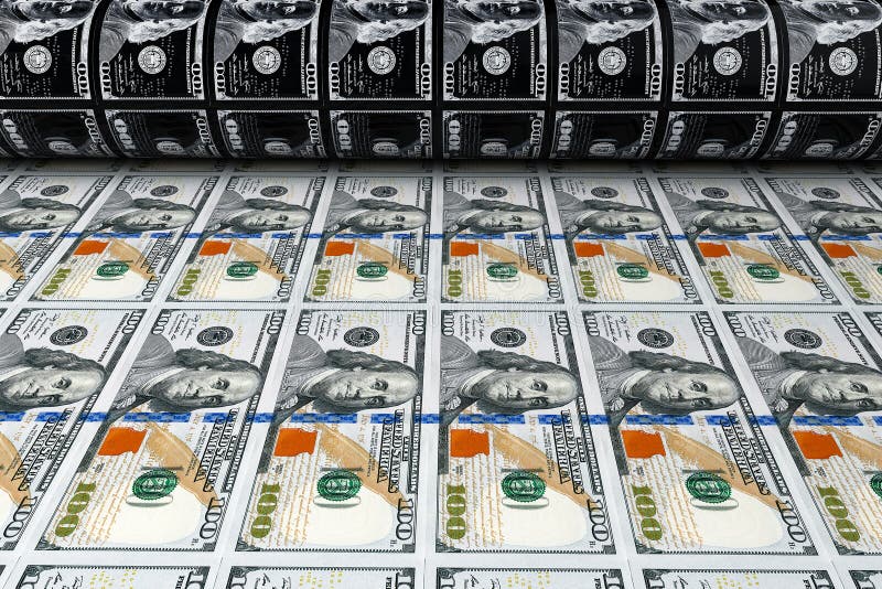Printing Money New 100 Dollar Bills Stock Illustration - Illustration ...